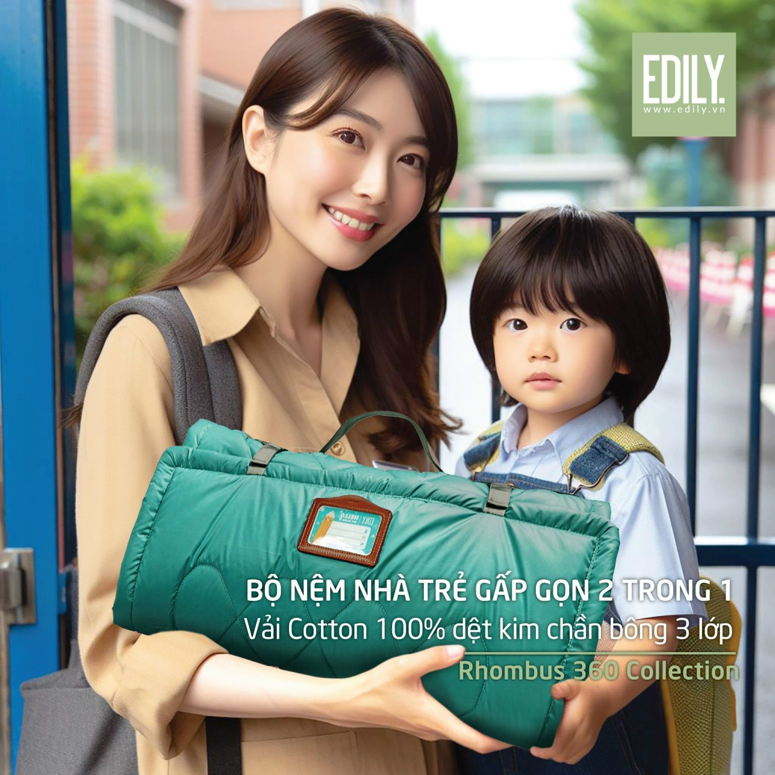 VK-Bộ nệm nhà trẻ dệt kim chần bông tiện lợi 2in1 Edily - Chuyên bán ...